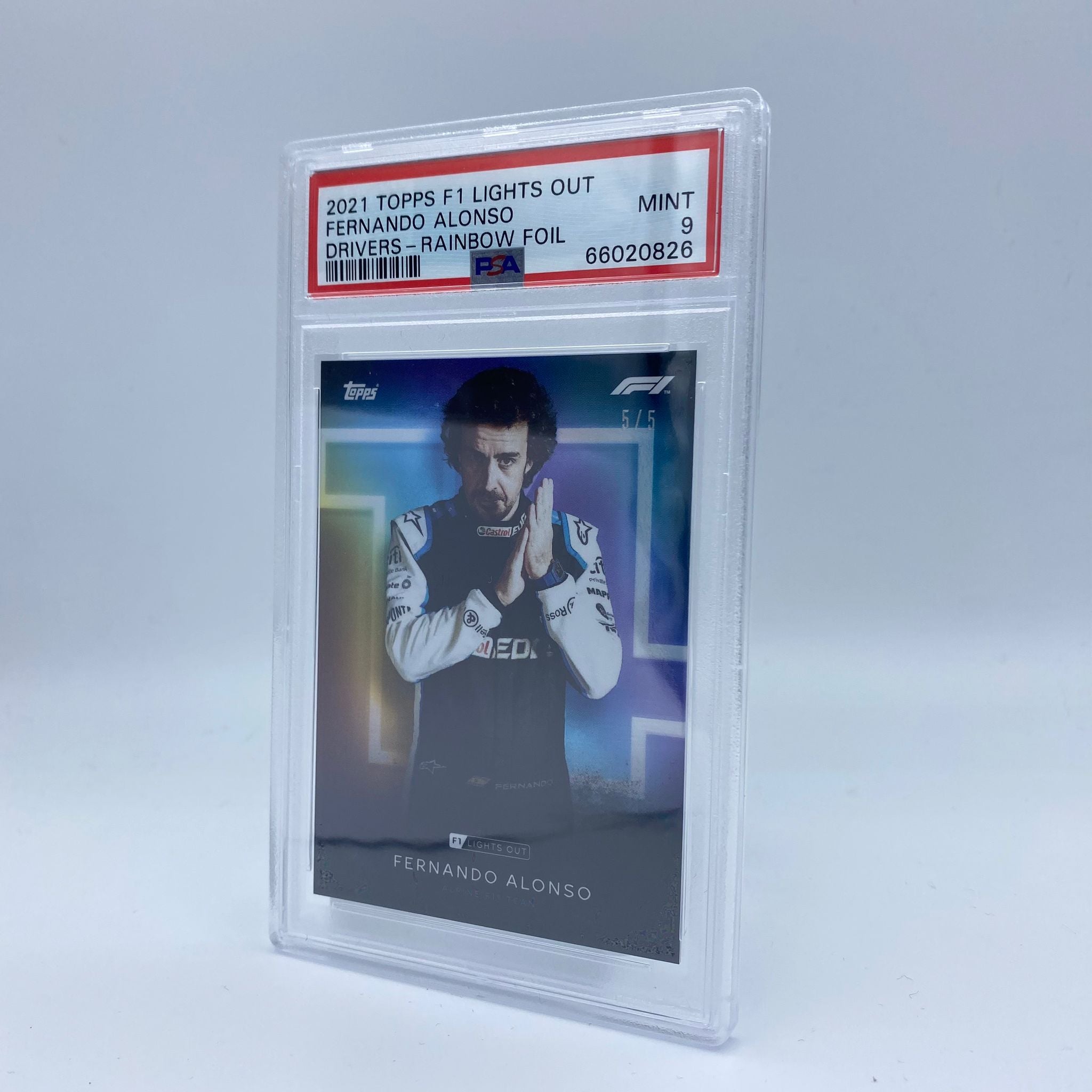 PSA 9 - 5/5 Fernando Alonso - Drivers Rainbow Foil – Authenticsgg