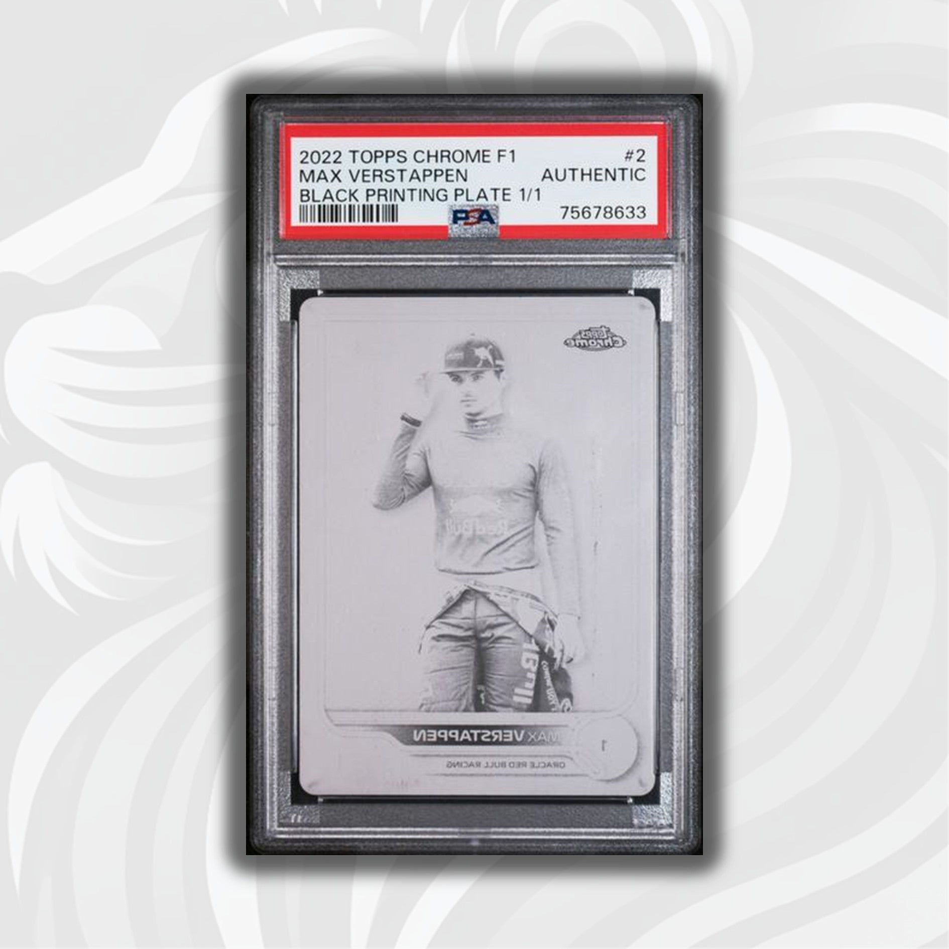 PSA Authentic - 1/1 Max Verstappen #2 - Black Printing Plate - Chrome ...