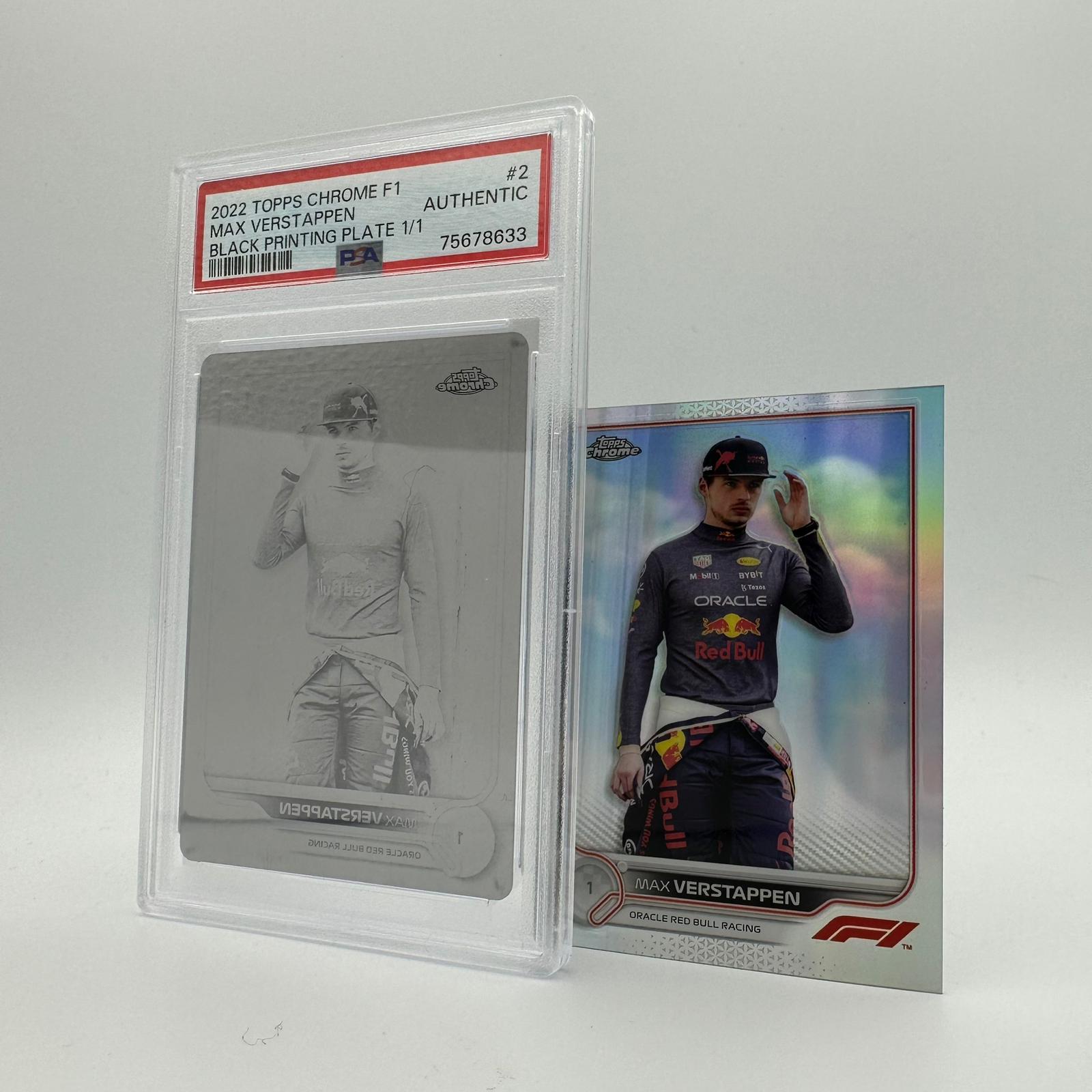 PSA Authentic - 1/1 Max Verstappen #2 - Black Printing Plate - Chrome ...